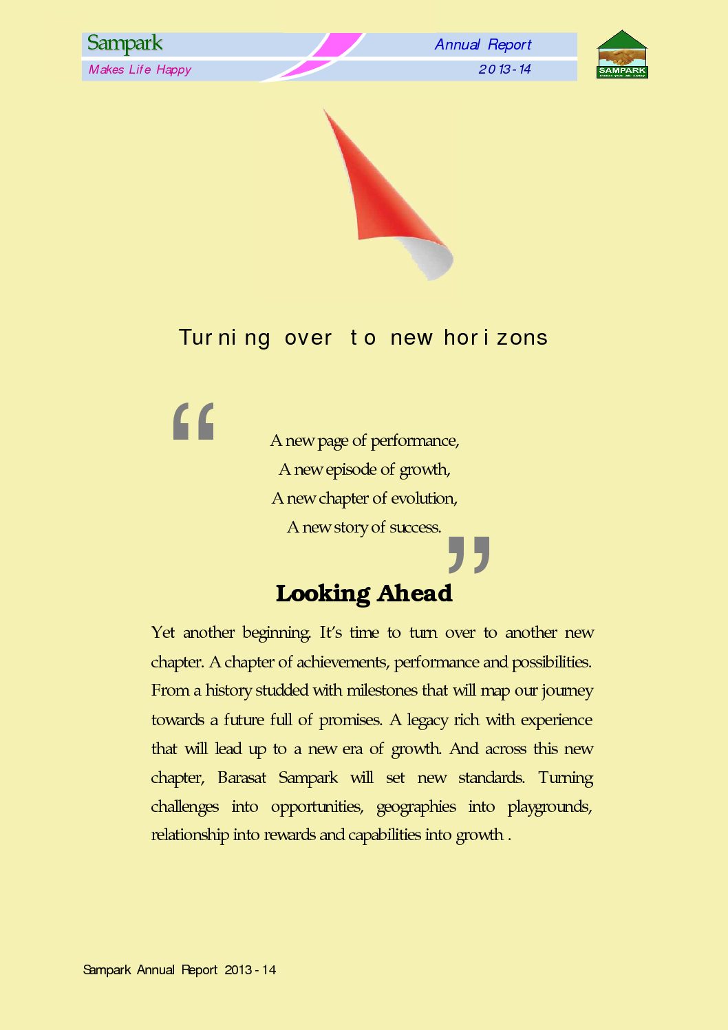 Annual Report 2013 14 Sampark Makes Your Life Happy